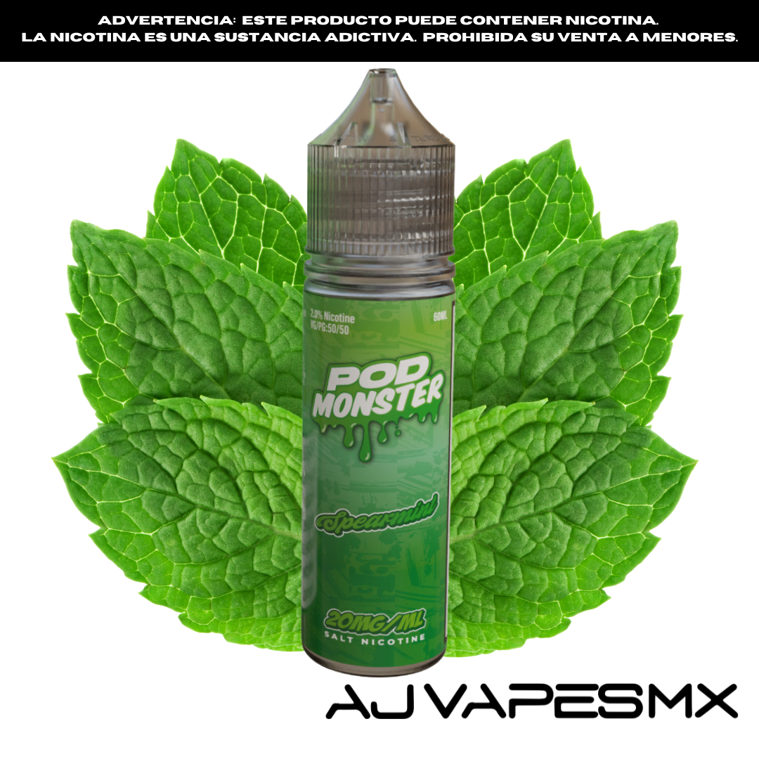 Spearmint 60ml NicSalt | POD MONSTER – AJ Vapes Mx
